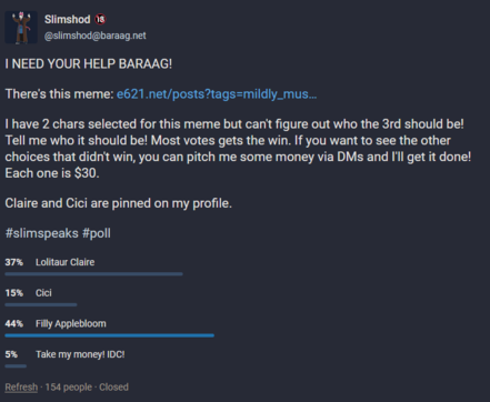 Slimshod 🔞 (on hiatus): "Looks like ya'll will be getting some filly ...