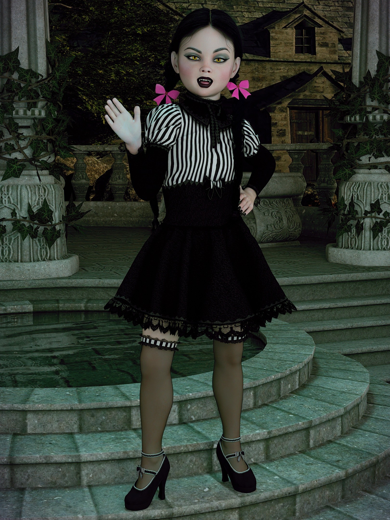 Mystix: "Wednesday wears a gothic-lolita dress.; "Do I loo…" - 🔞 baraag.net