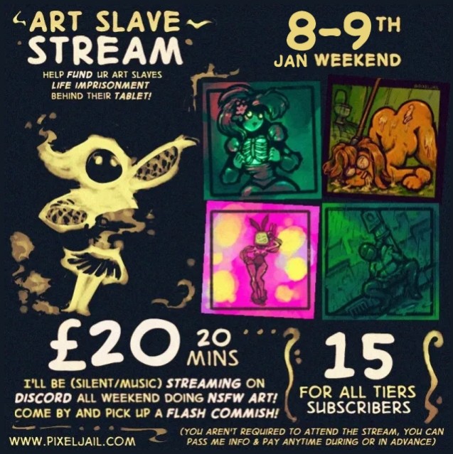 PixelJail: "# Stream Slave: Flash Commissions! Sat/Sun, 8-9t…" - 🔞 ...