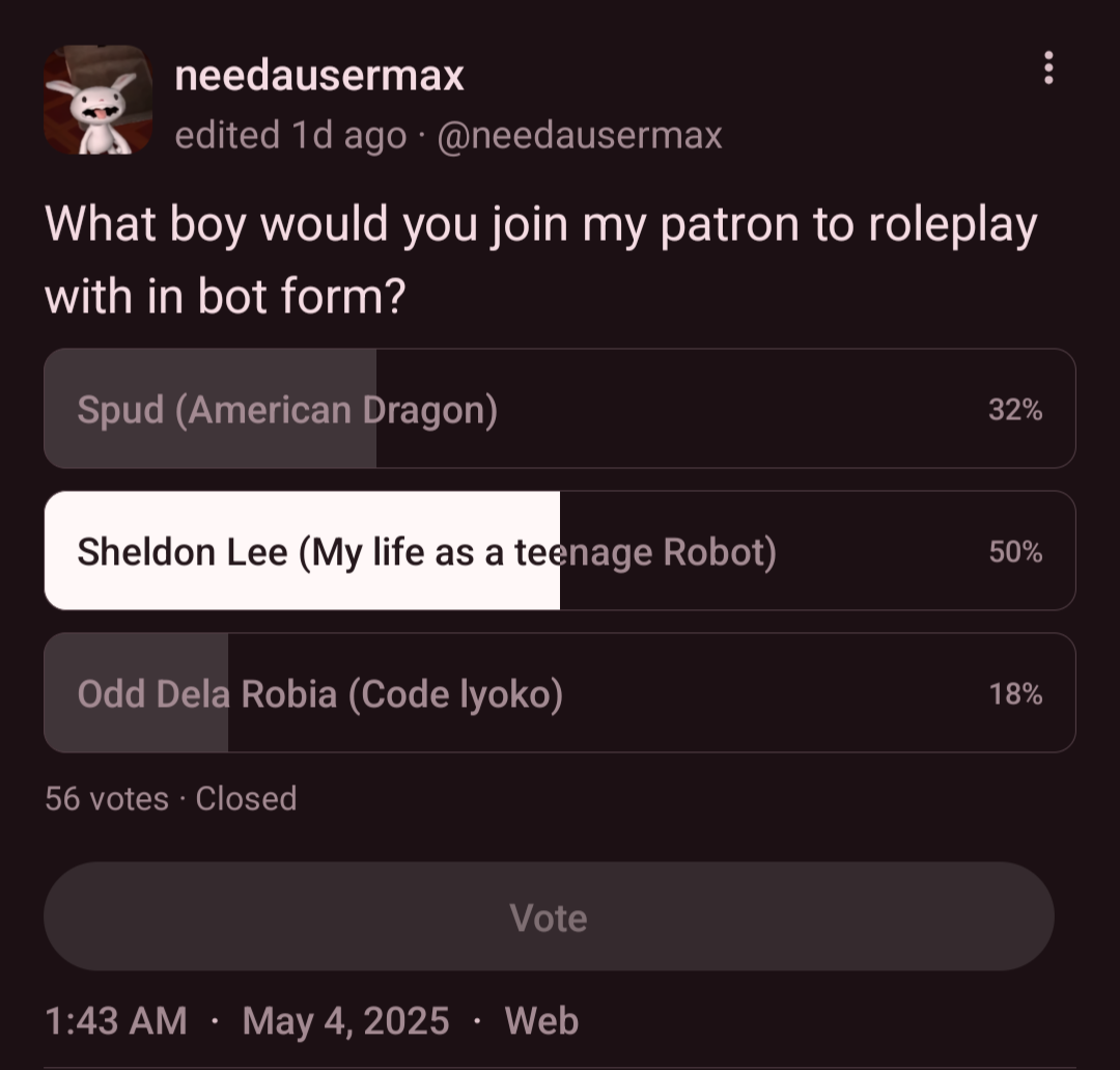needausermax: "Sheldon Lee wins the poll. Stay tuned." - 🔞 baraag.net